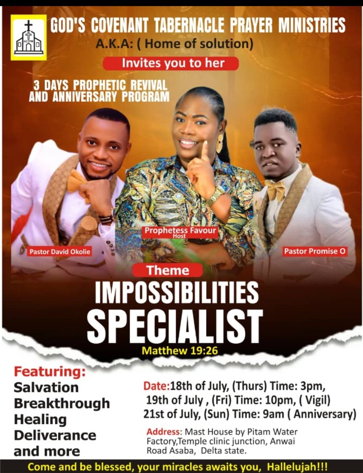 GCTPM Commences Prophetic Revival Programme Today - The Hill Nigeria